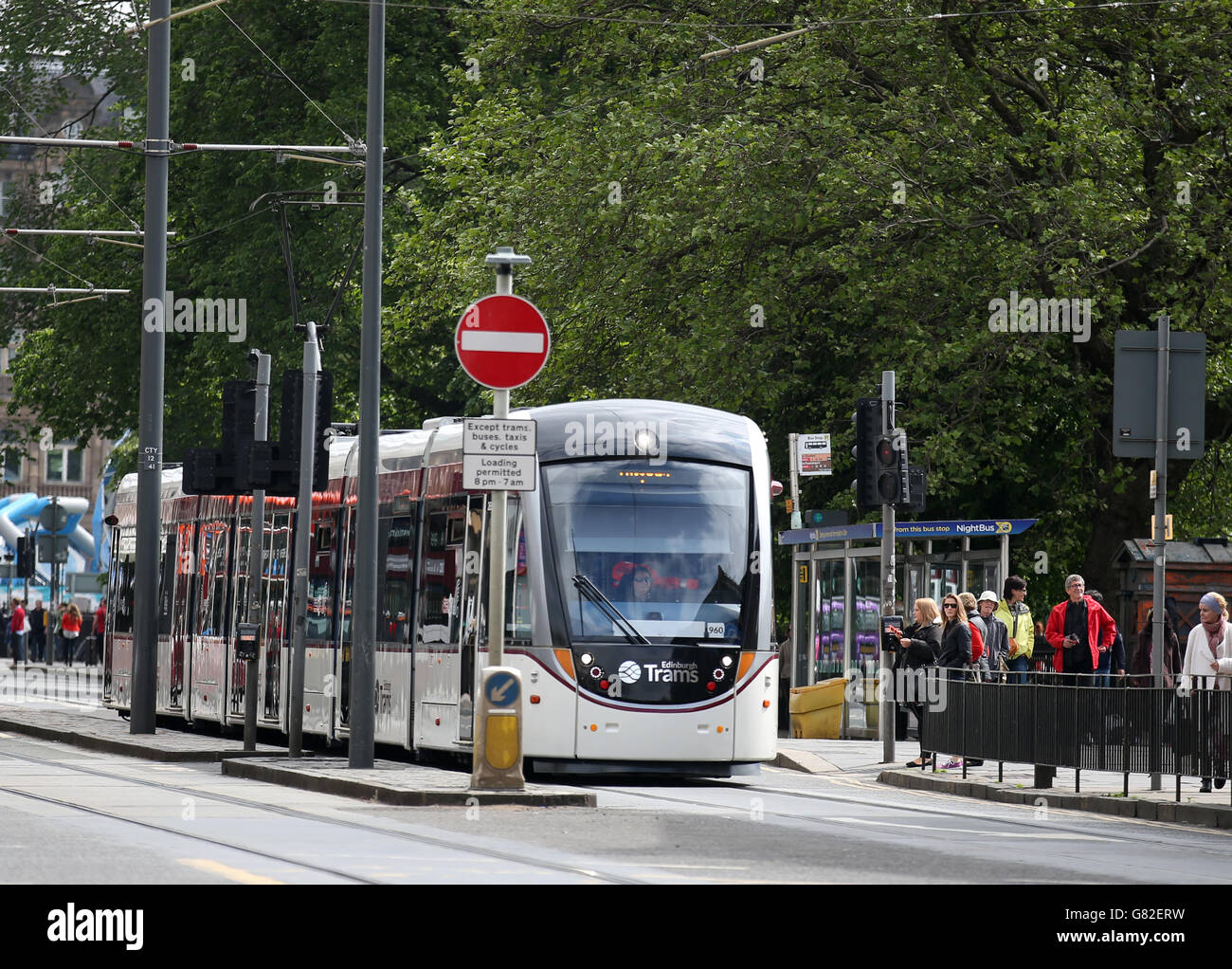 Edinburgh Trams operating on Princes Street in Edinburgh Stock Photo ...
