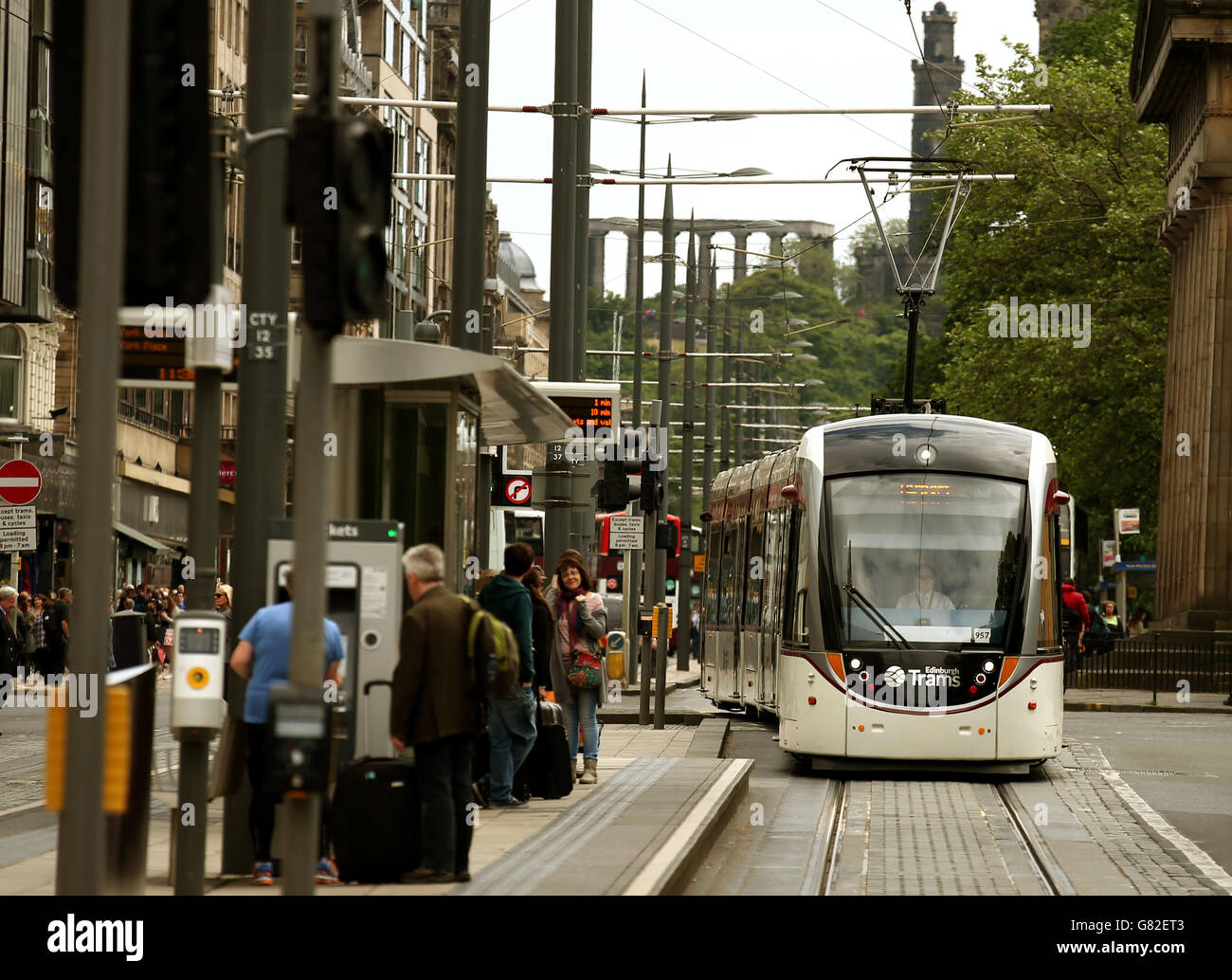 Edinburgh Trams operating on Princes Street in Edinburgh Stock Photo ...