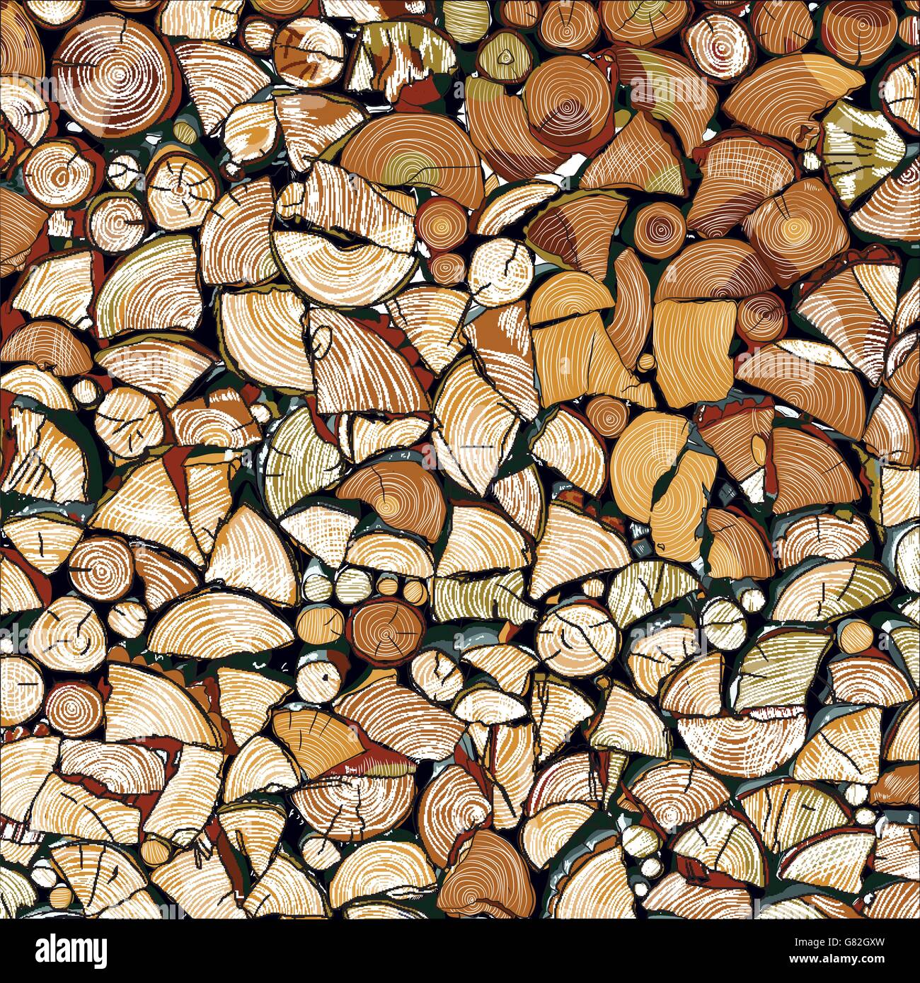 Pile piled wood Stock Vector Images - Alamy