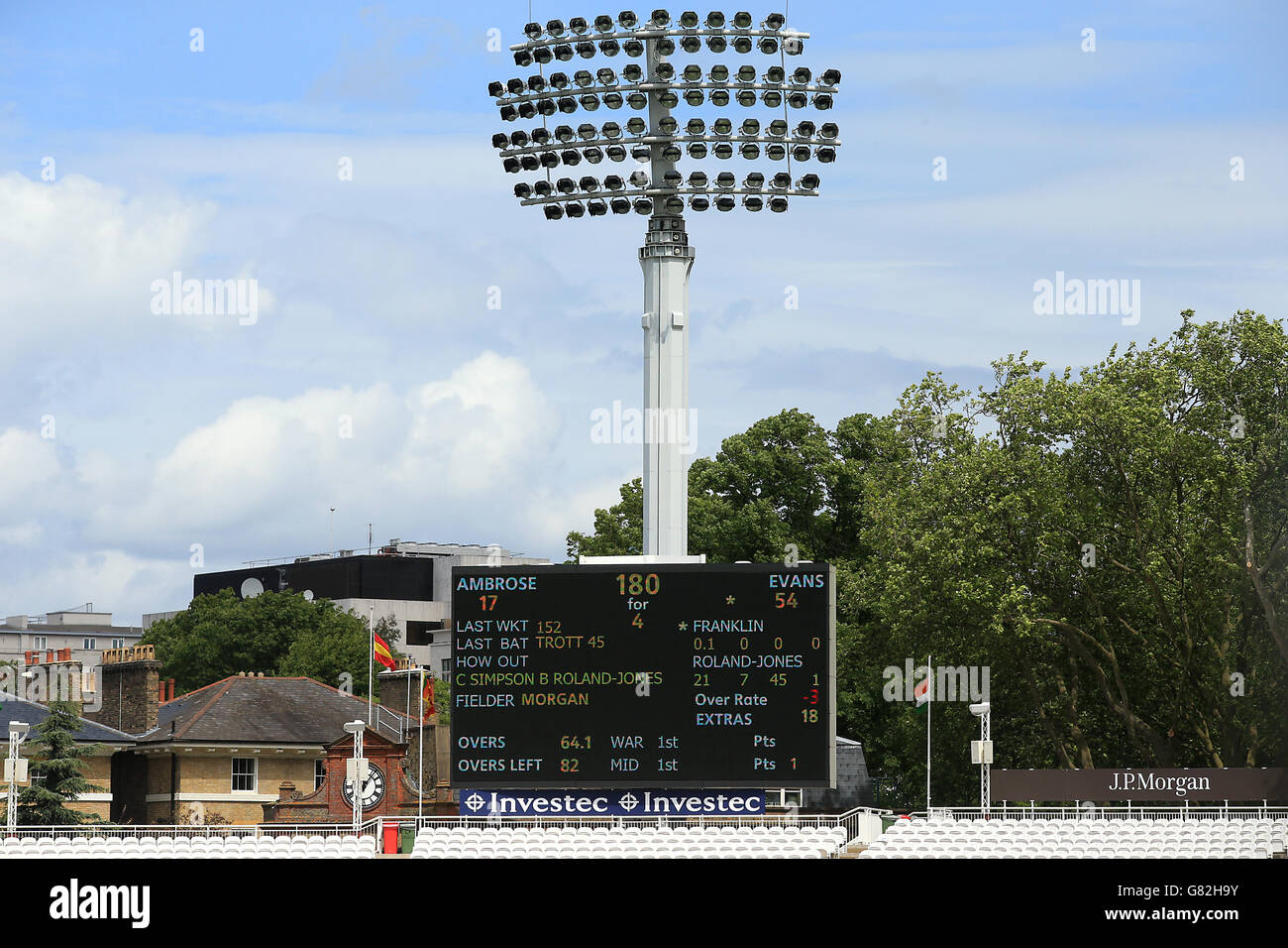 The scoreboard at lord's cricket ground. hi-res stock photography and ...