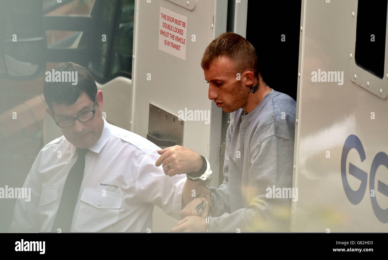 James Wheatley, right, is brought to North Tyneside Magistrates' Court ...