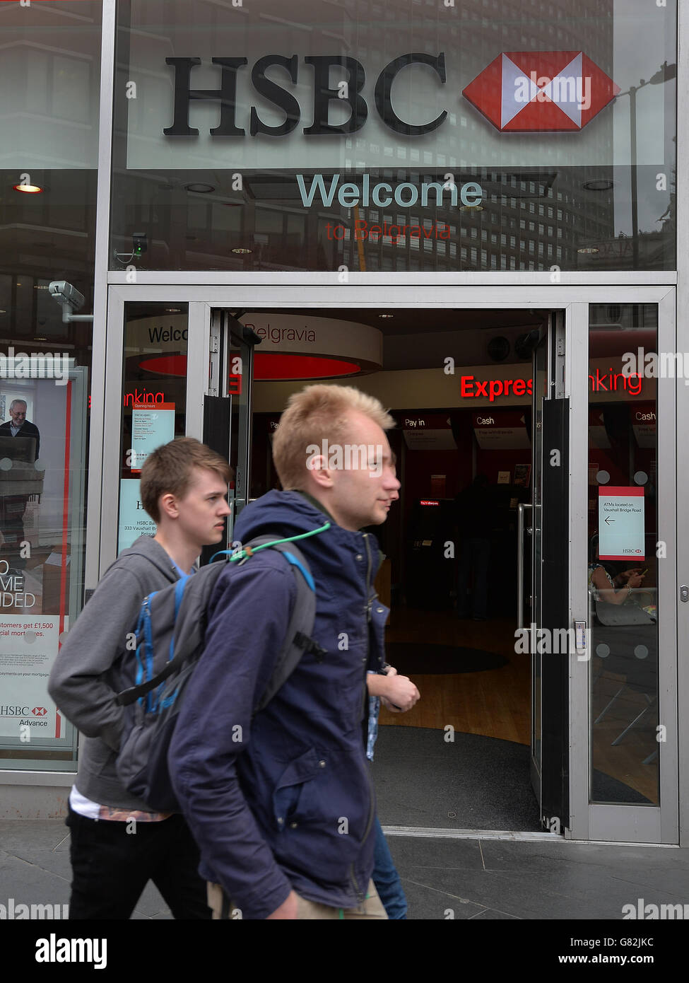 A HSBC branch in London as the banking giant is to cut between 22,000 ...