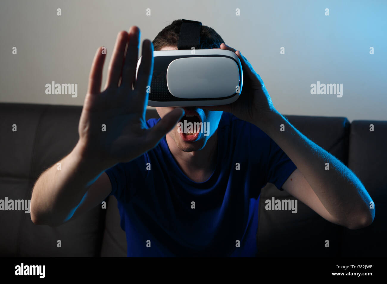Vr goggles scared hi-res stock photography and images - Alamy