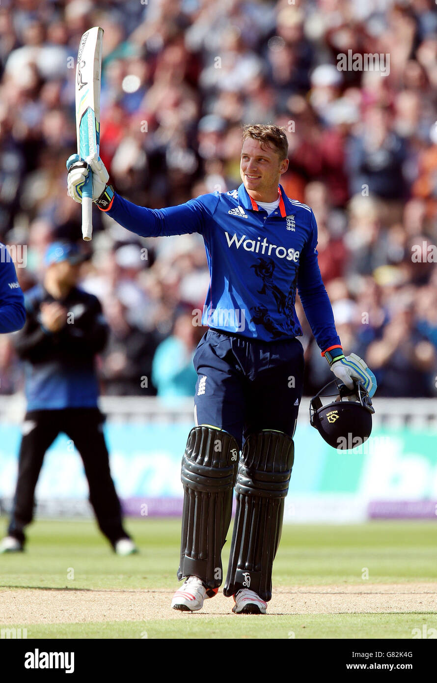 England's Jos Buttler reaches his century during the Royal London One ...