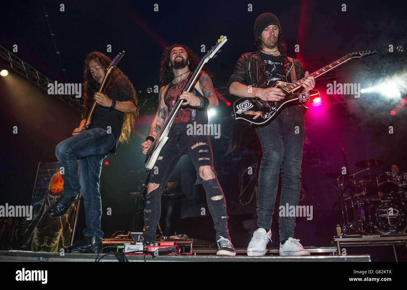 Herman Li and Frederic Leclercq of Dragonforce live on stage on day 1 ...