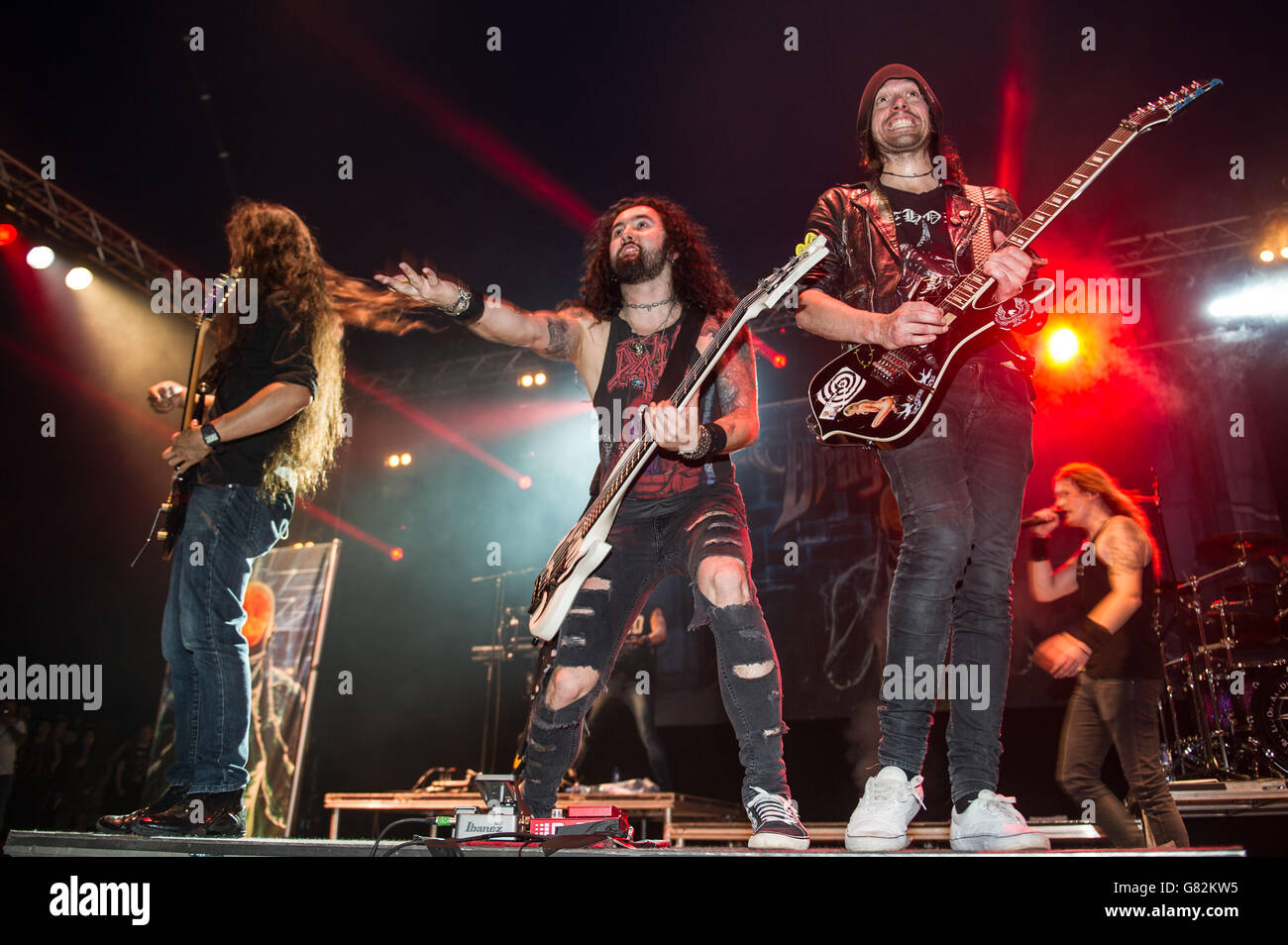Herman Li and Frederic Leclercq of Dragonforce live on stage on day 1 ...