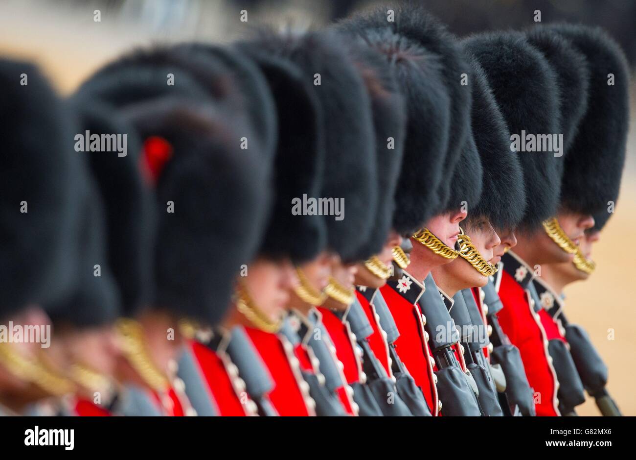 Troops of the Coldstream Guards during Trooping the Colour at Horse ...