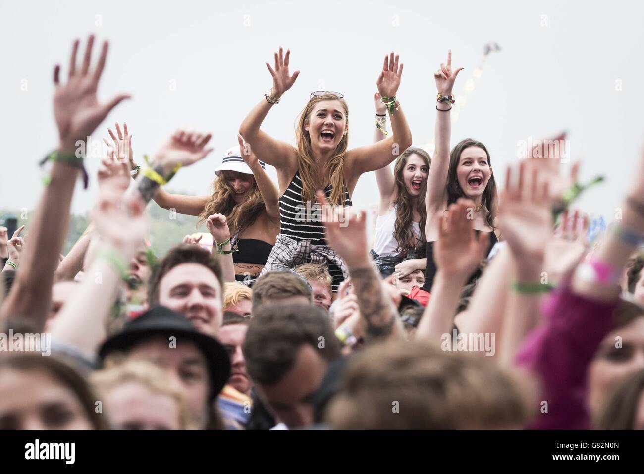 Festival goers on day one isle wight festival 2015 hi-res stock ...