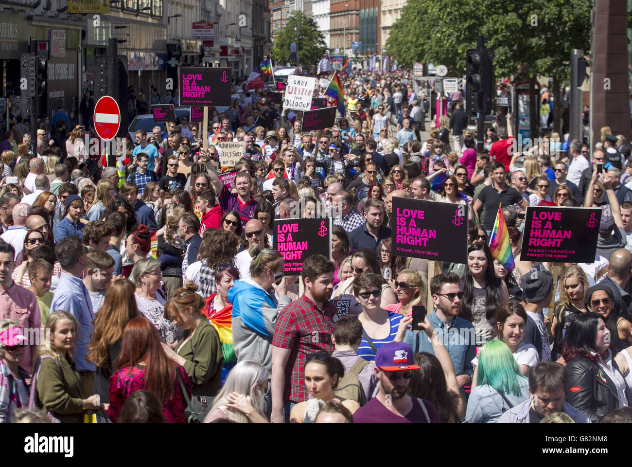 Belfast gay marriage rights rally Stock Photo - Alamy
