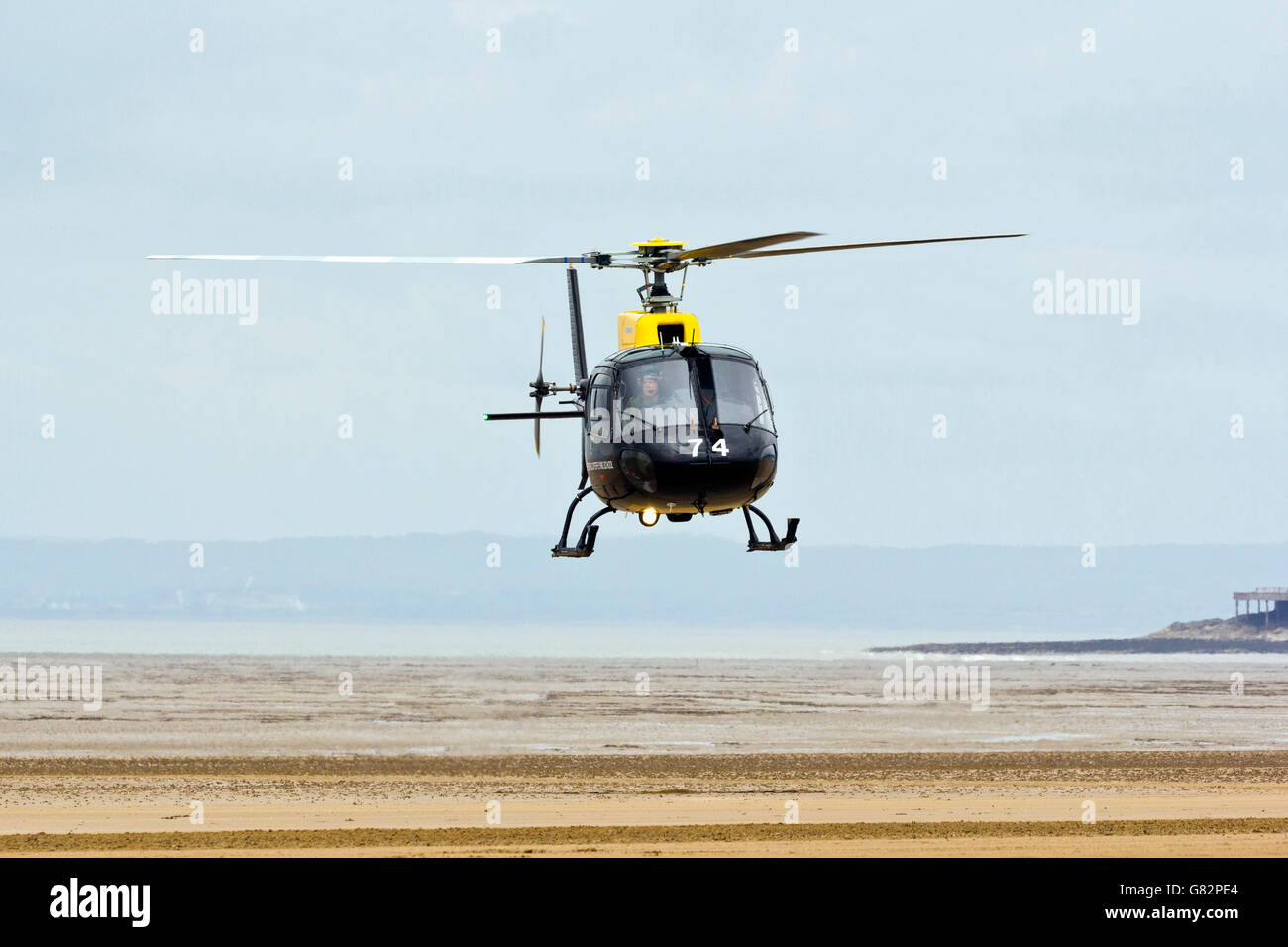 Helicopter landing on the beach during the Weston-Super-Mare Air ...