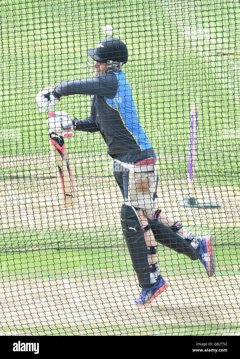New zealands brendon mccullum is hit by a delivery hi-res stock ...
