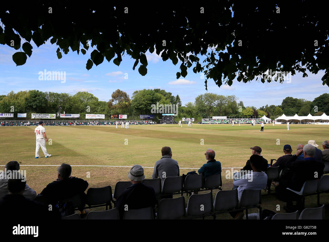 A general view of cricket fans watching the action at Guildford Cricket ...