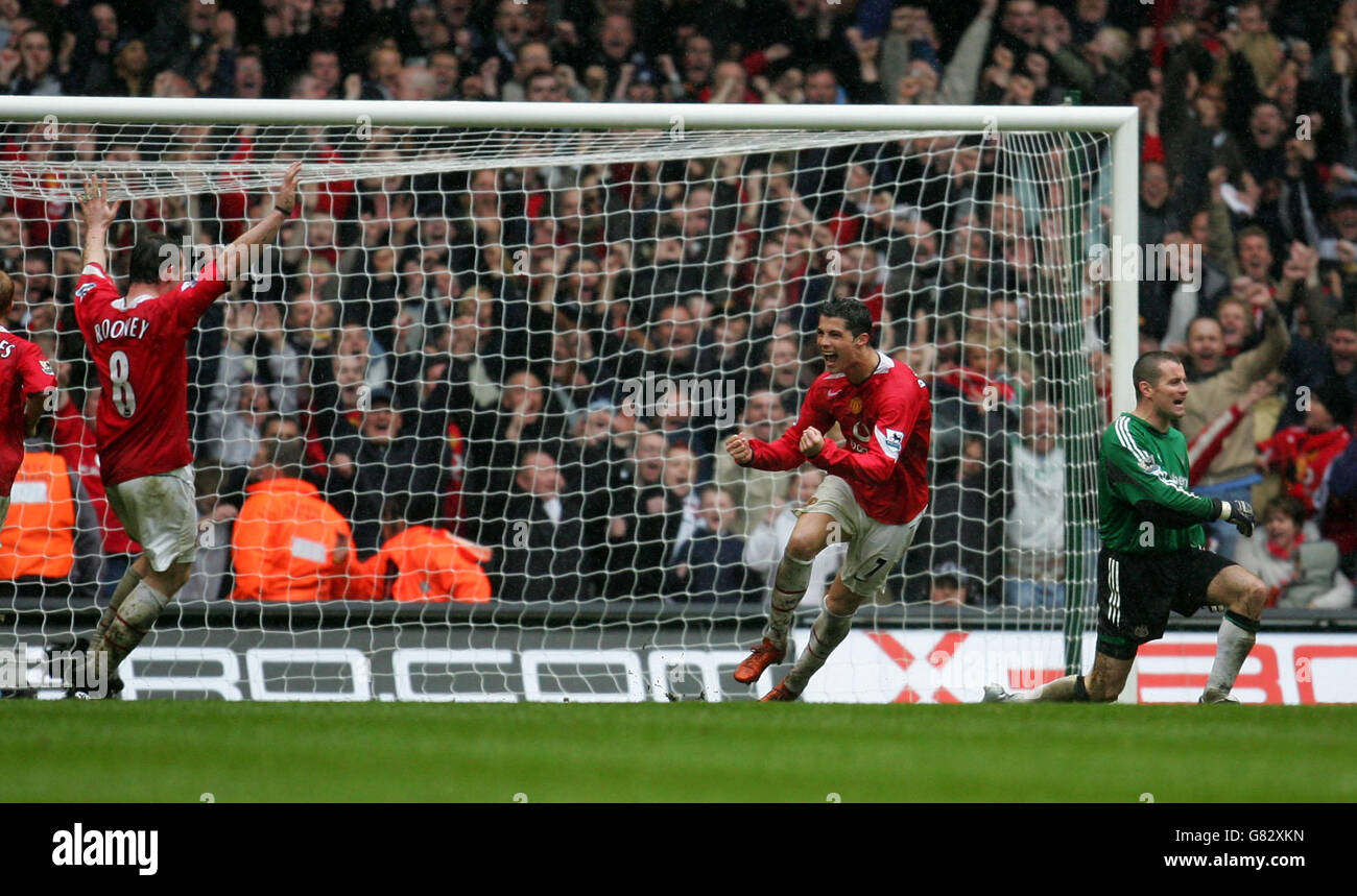 Manchester United's Ronaldo celebrates after scoring the fourth goal ...