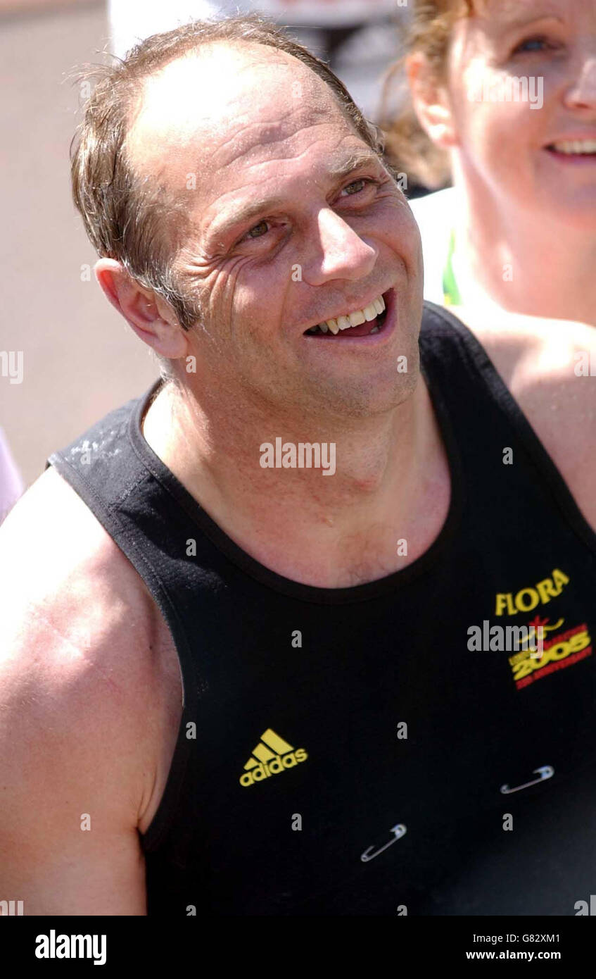 Olympic rowing gold medallist Sir Steve Redgrave after finishing Stock ...