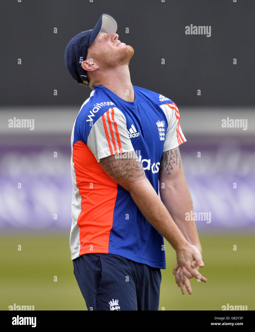 England and Durham's Ben stokes hurts his hand during a nets session ...