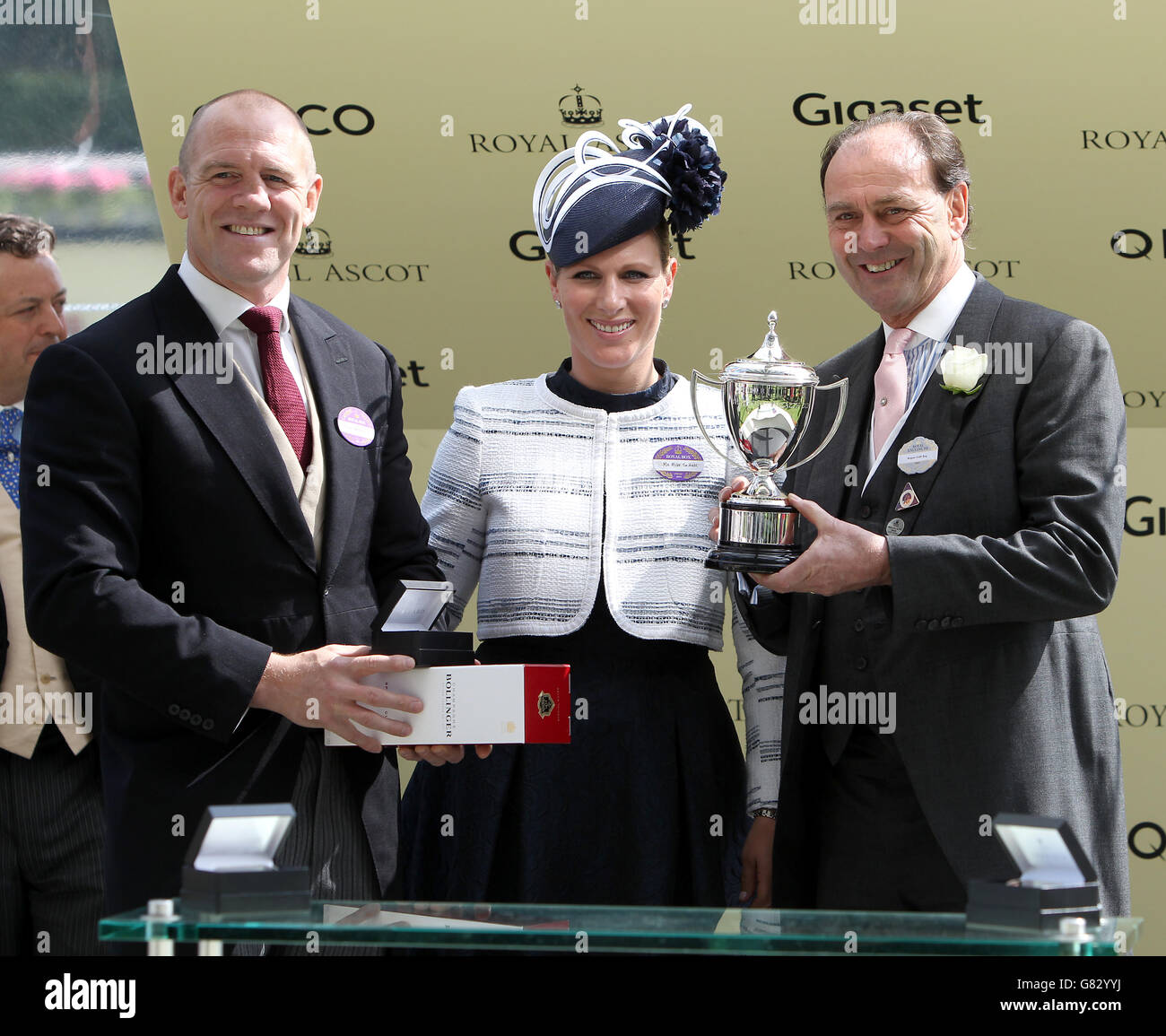 Angus Gold (right) is presented the Commonwealth Cup by Zara Phillips ...