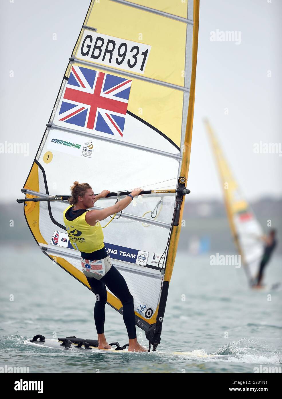 Great Britain's Tom Squires during the Men's RS:X windsurfing during ...