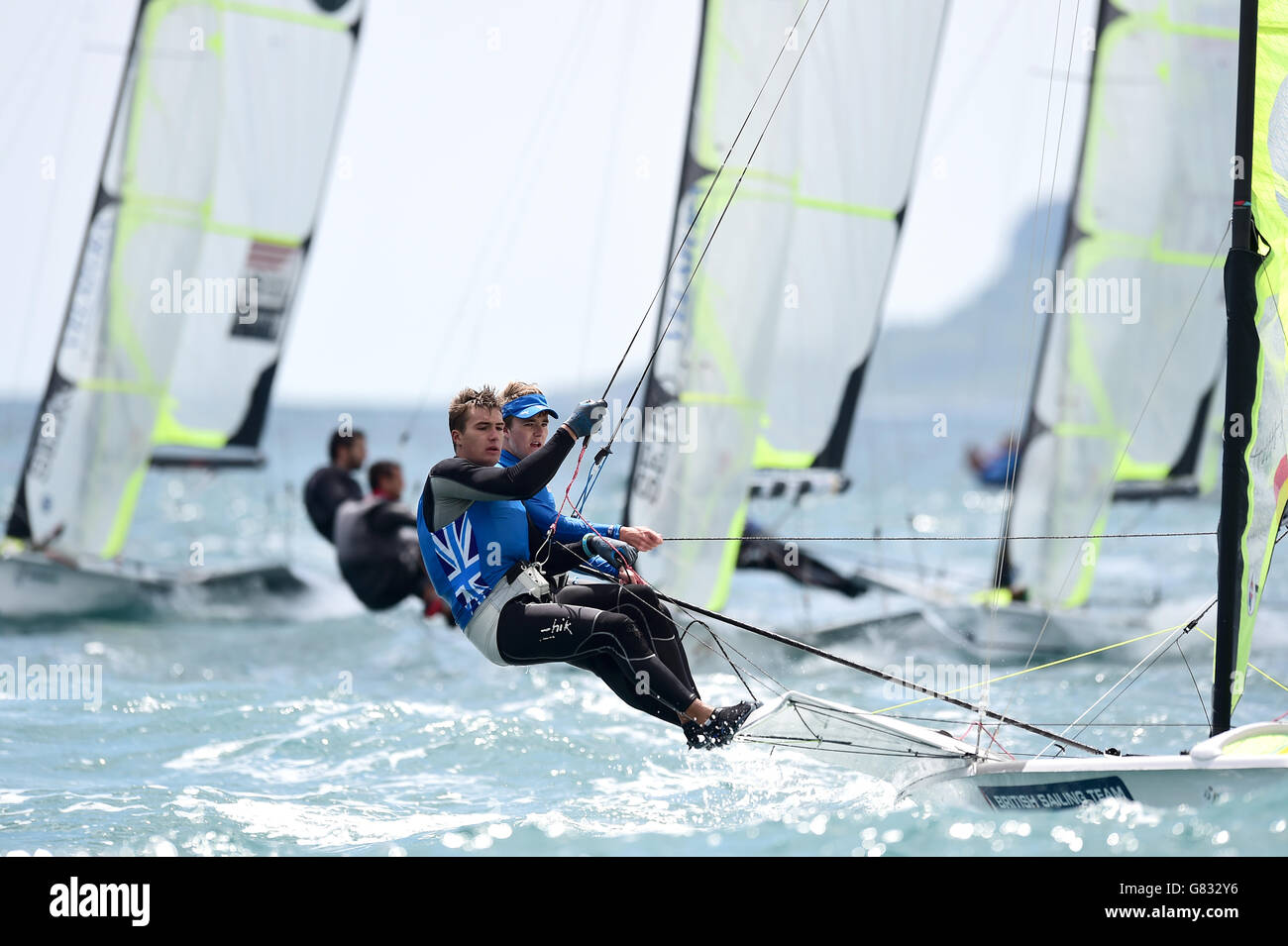 Great Britain's Rory and Neil Hunter in action in the 49er class men's ...