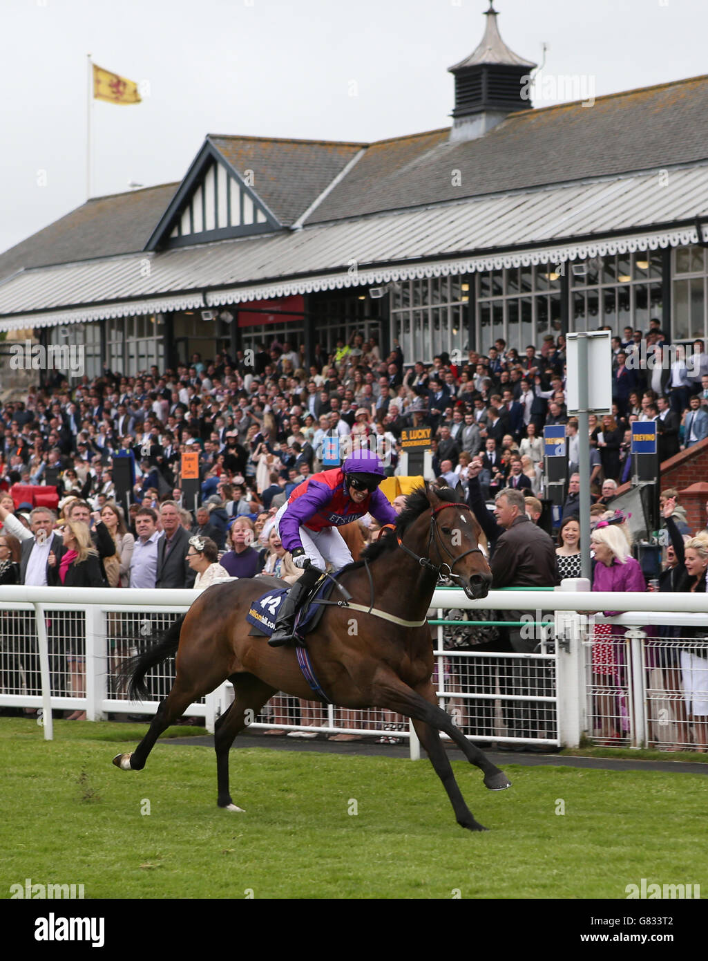 Jockey Neil Farley on Red Baron (right) wins The William Hill Scottish ...