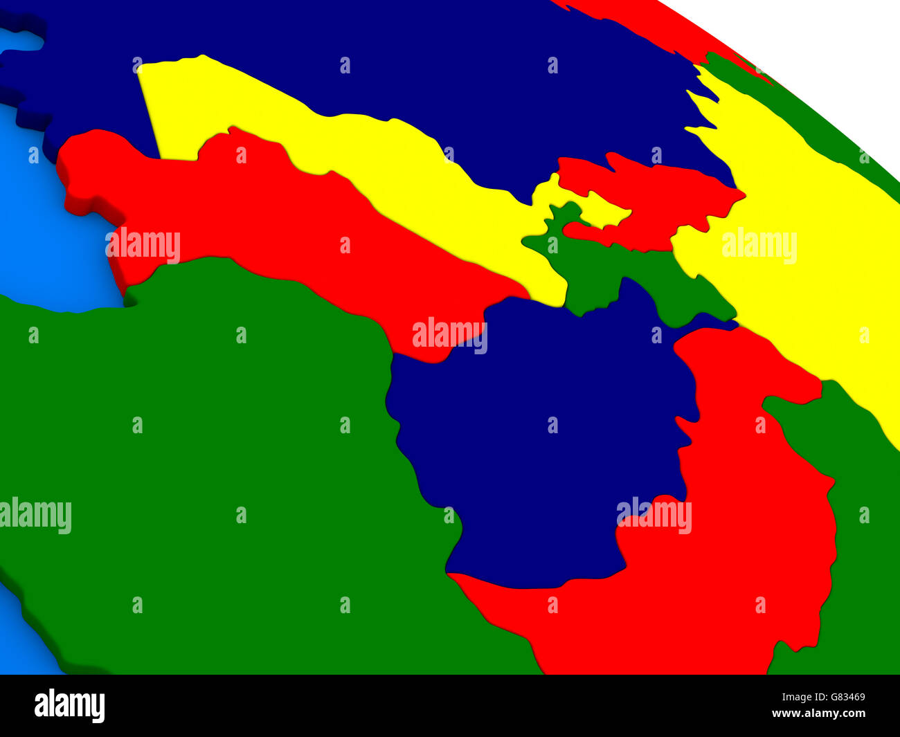 Central Asia on colorful political globe. 3D illustration Stock Photo ...