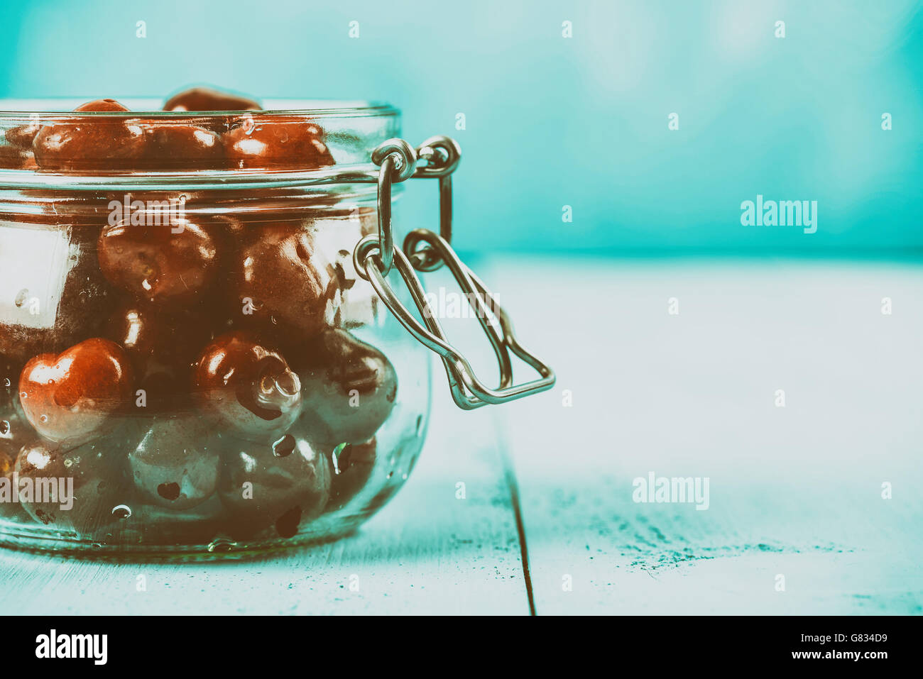 Jar Of Red Fresh Cherries Stock Photo - Alamy