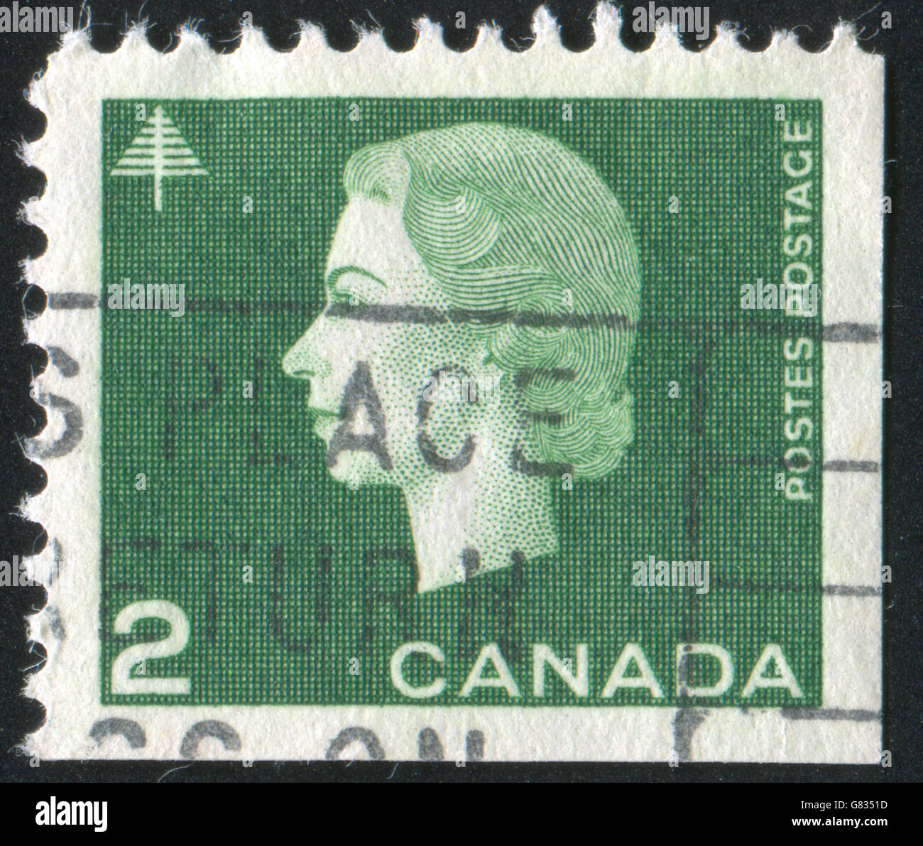 CANADA - CIRCA 1962: stamp printed by Canada, shows Queen Elizabeth II ...