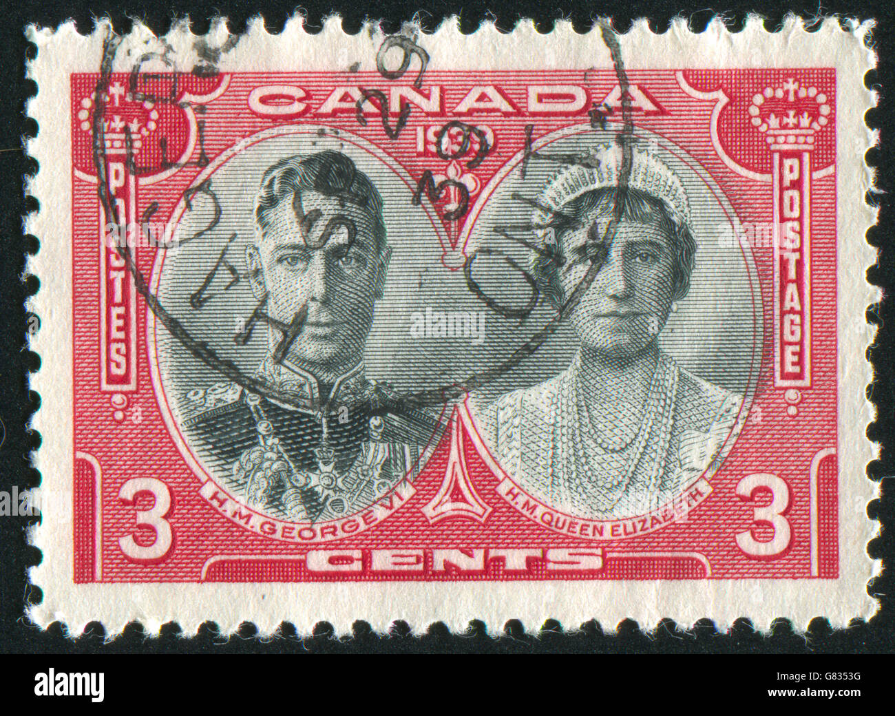 CANADA - CIRCA 1939: stamp printed by Canada, shows King George VI and ...