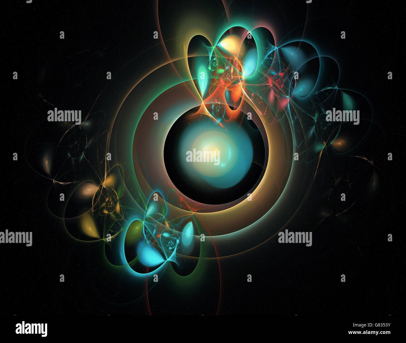Abstract shapes and lights on black background Stock Photo - Alamy