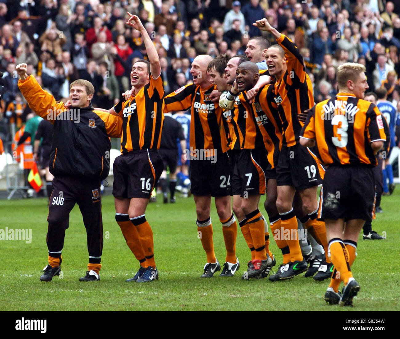 Hull city celebrate promotion to the championship hi-res stock ...
