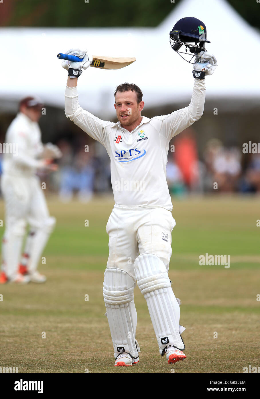 Glamorgan's Graham Wagg celebrates after reaching his double hundred ...