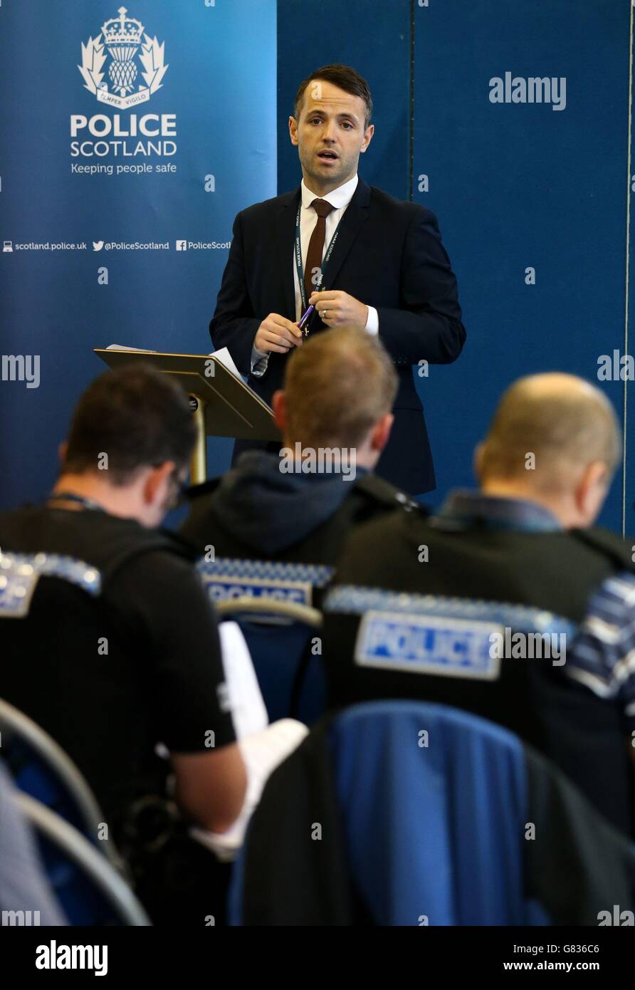 Police Scotland Detective Inspector Colin Robson briefs officers ahead ...