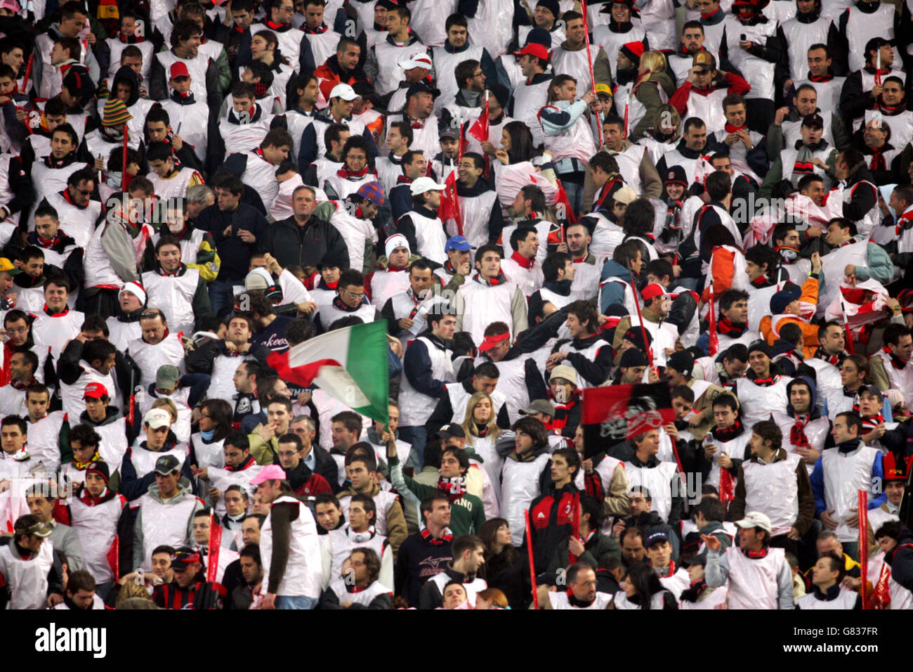 AC Milan fans soak up the atmosphere at the Giuseppe Meazza prior to ...