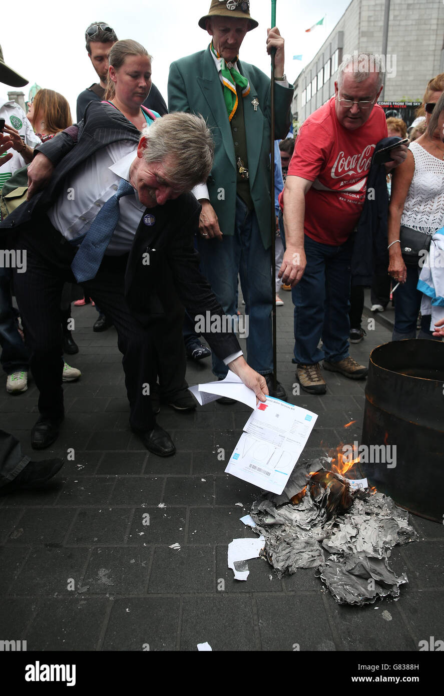 Protesters during a demonstration against water charges hi-res stock ...