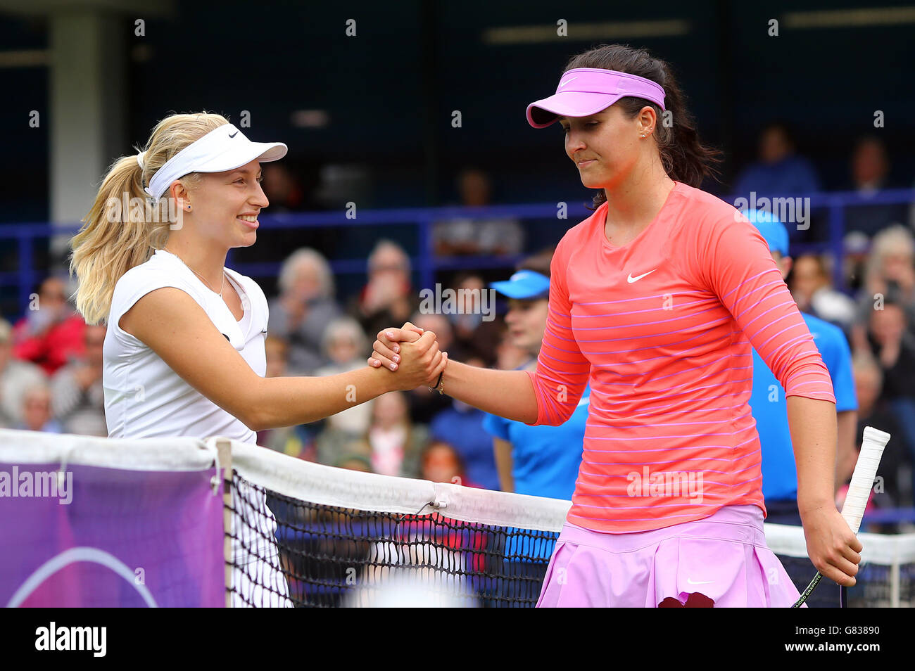 Great Britain's Laura Robson (right) congratulates Russia's Daria ...