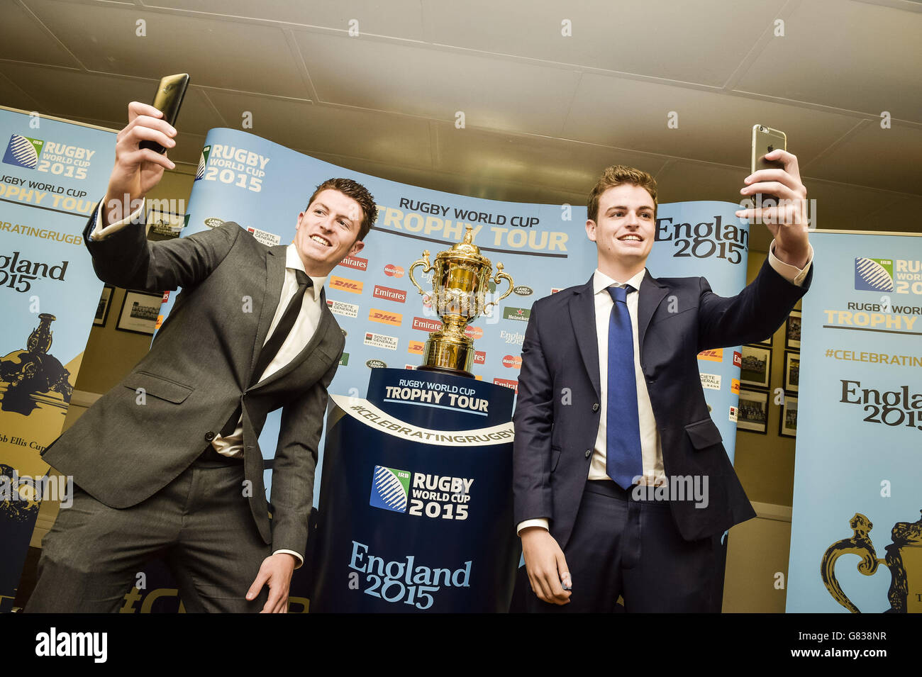 The Webb Ellis Cup with with brothers David (left) and Conor Quinn in ...