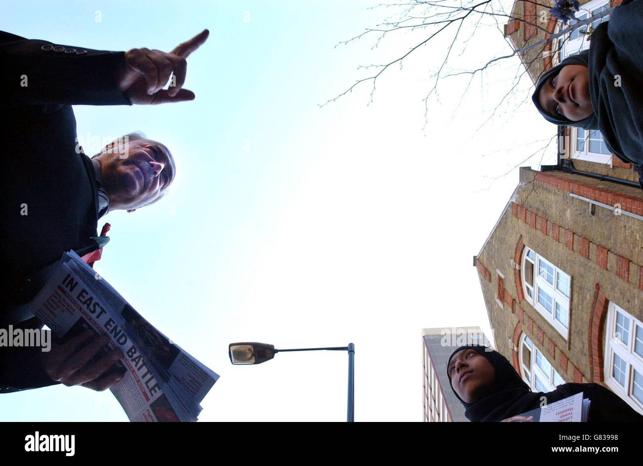 George Galloway canvasses support for the Respect Party in Bethnal ...