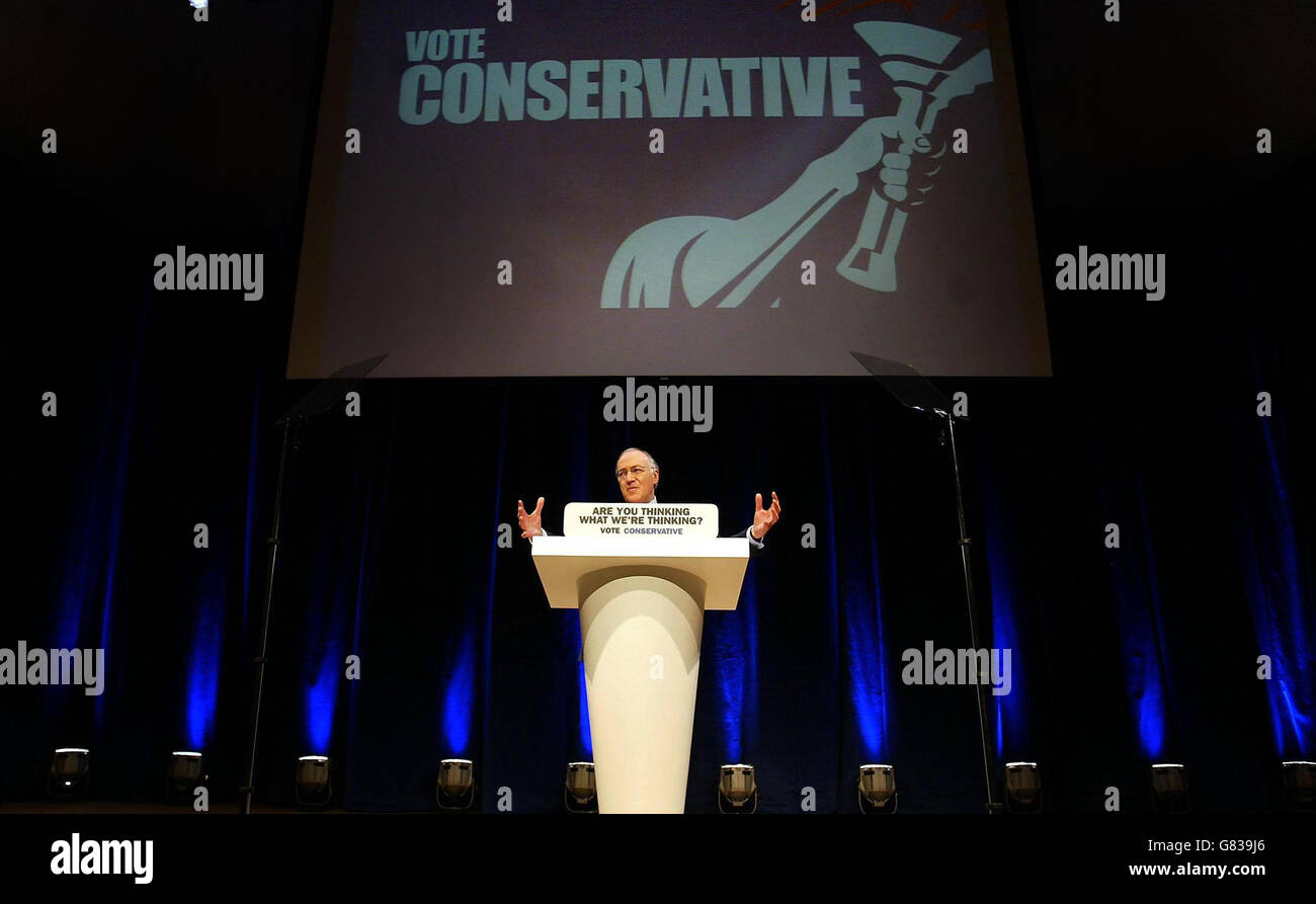 Conservative leader Michael Howard speaks during a youth rally at Leeds ...