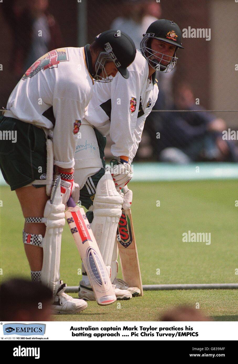 Australian captain mark taylor practices batting approach hi-res stock ...