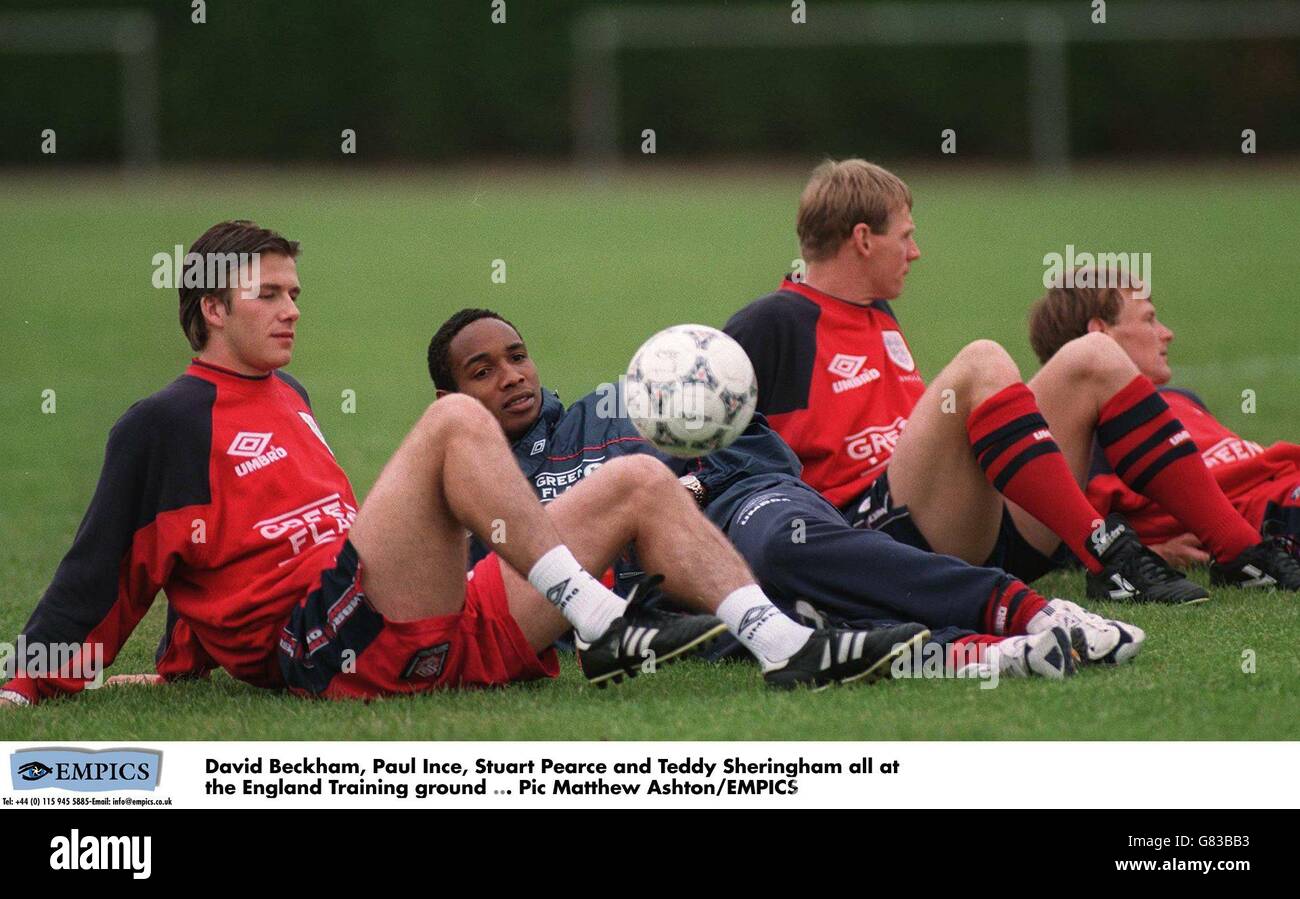 Soccer - England Training. David Beckham, Paul Ince, Stuart Pearce and ...