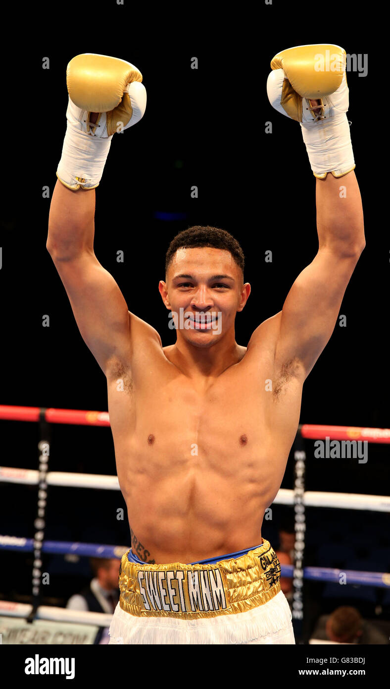 Boxing - Liverpool Echo Arena. Marcus Morrison celebrates his victory ...