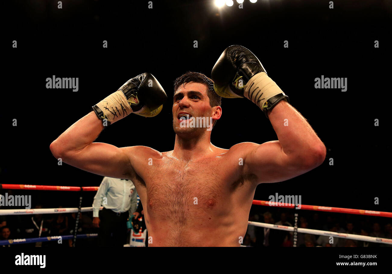Rocky Fielding celebrates his victory over Bryan Vera during the Vacant ...