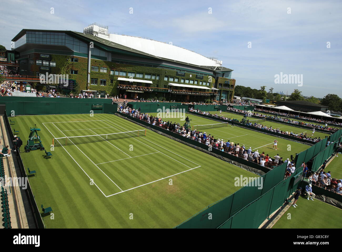 A general view of court 4 and 5 during day one of the Wimbledon ...