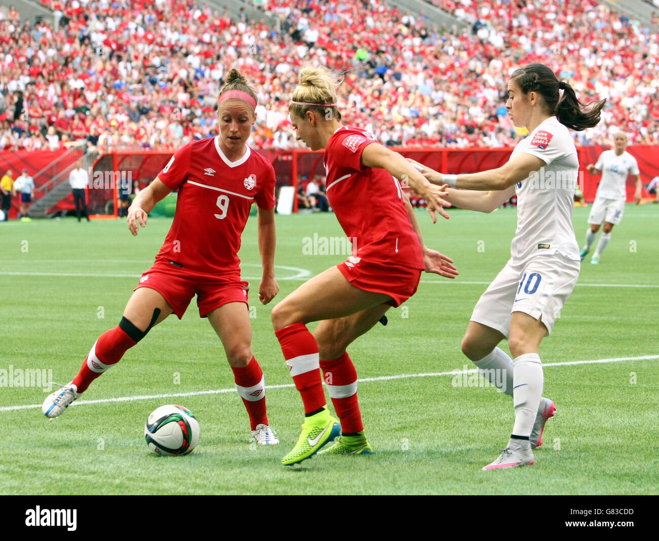 Canada's Josee Belanger (left) and Lauren Sesselmann and England's ...