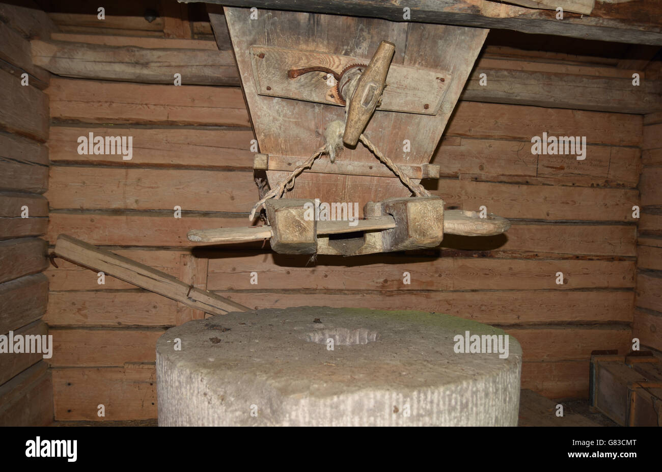 Inside an old mill with power from water flow, picture from the North ...