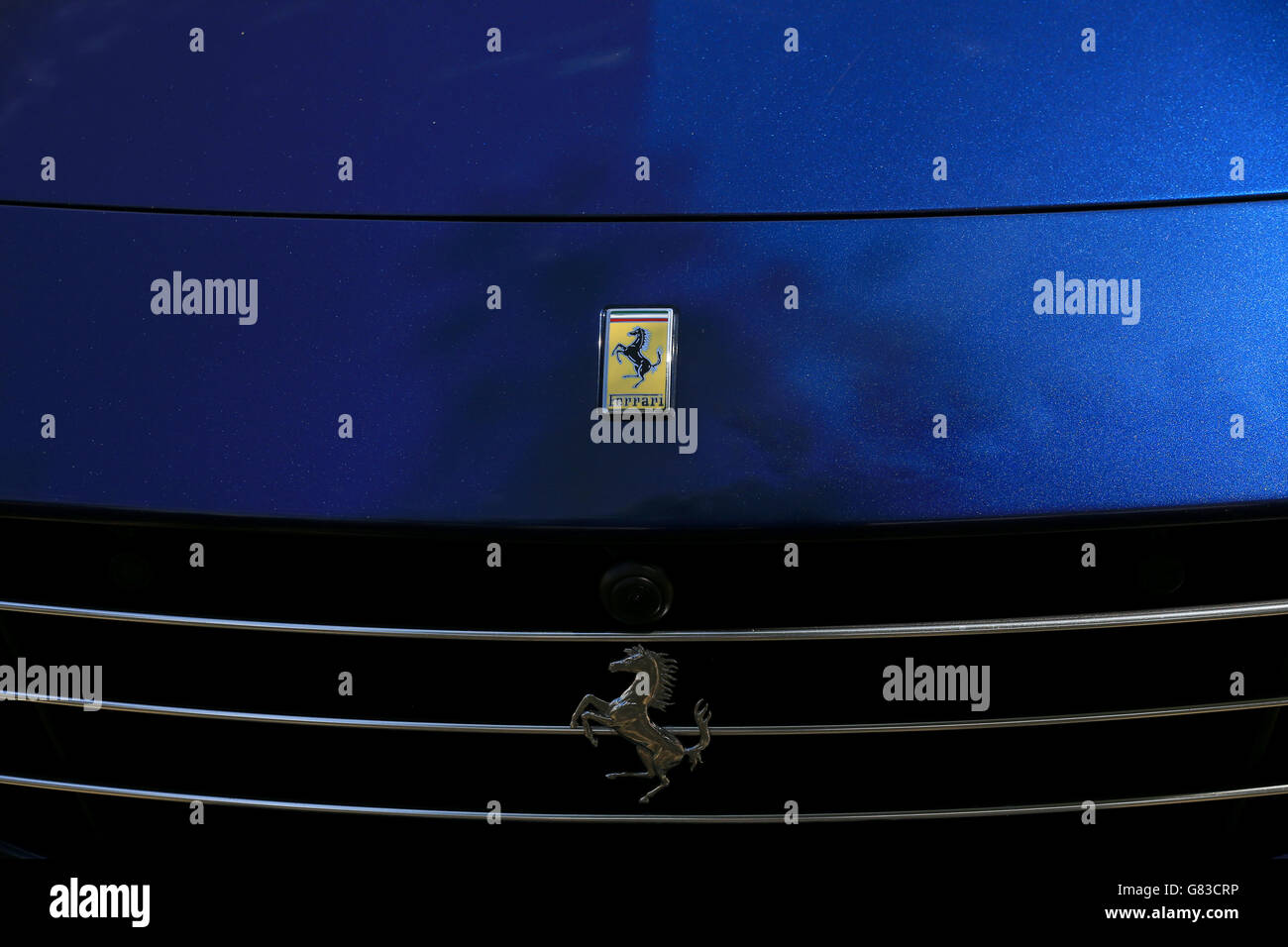 Car Badge Stock. A Ferrari badge on the bonnet of a Ferrari Stock Photo ...