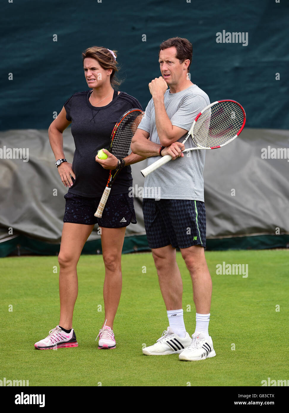 Andy Murray's coaches Jonas Bjorkman (right) and Amelie Mauresmo during ...