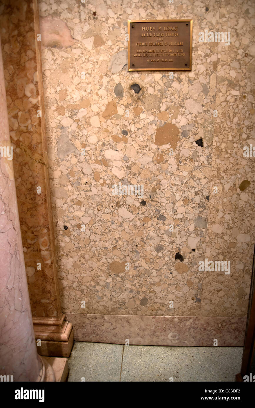 Spot where Huey Long was assassinated in the Louisiana State Capital ...
