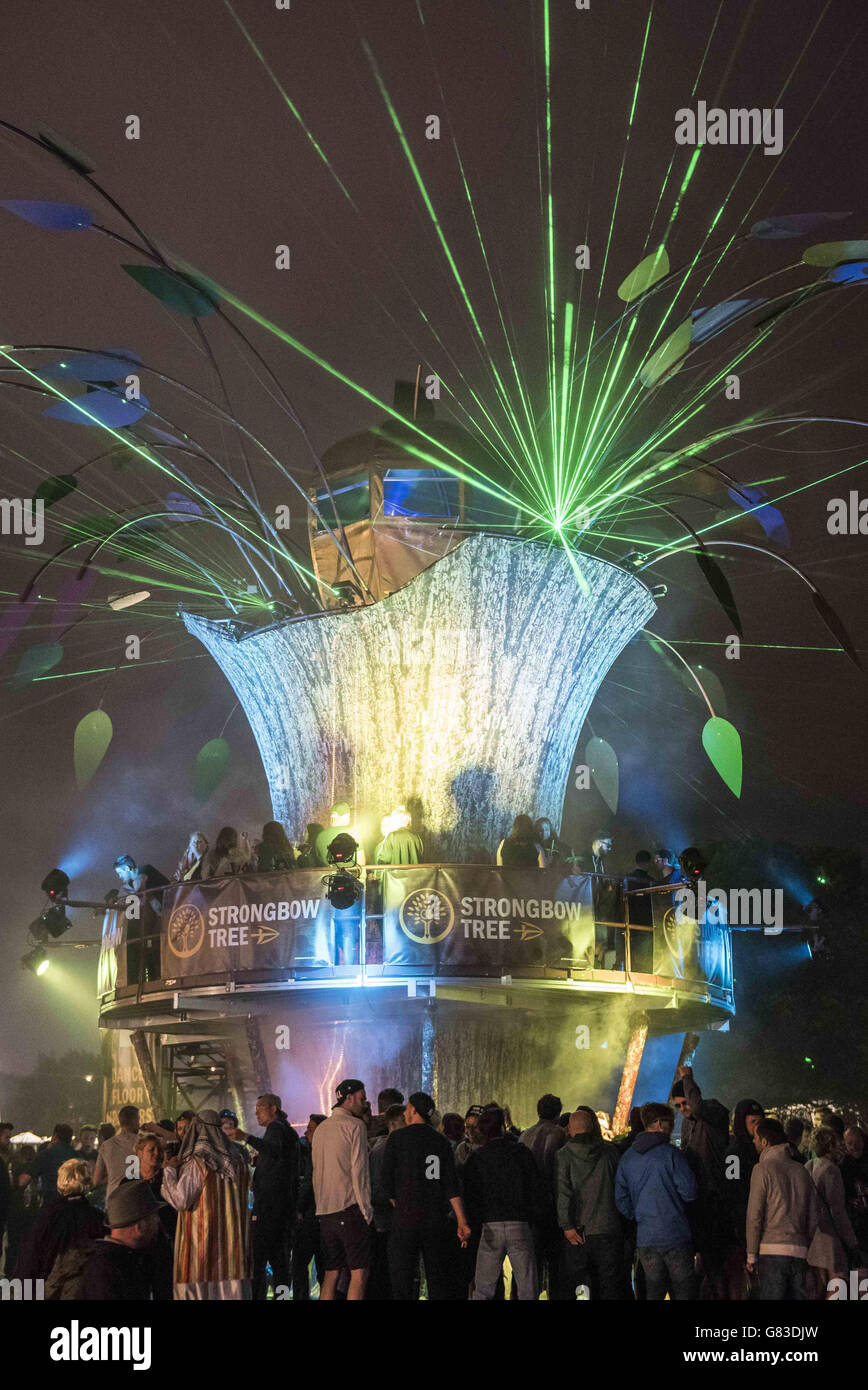 View of the Strongbow tree on day 3 of the Isle of Wight Festival 2015 ...