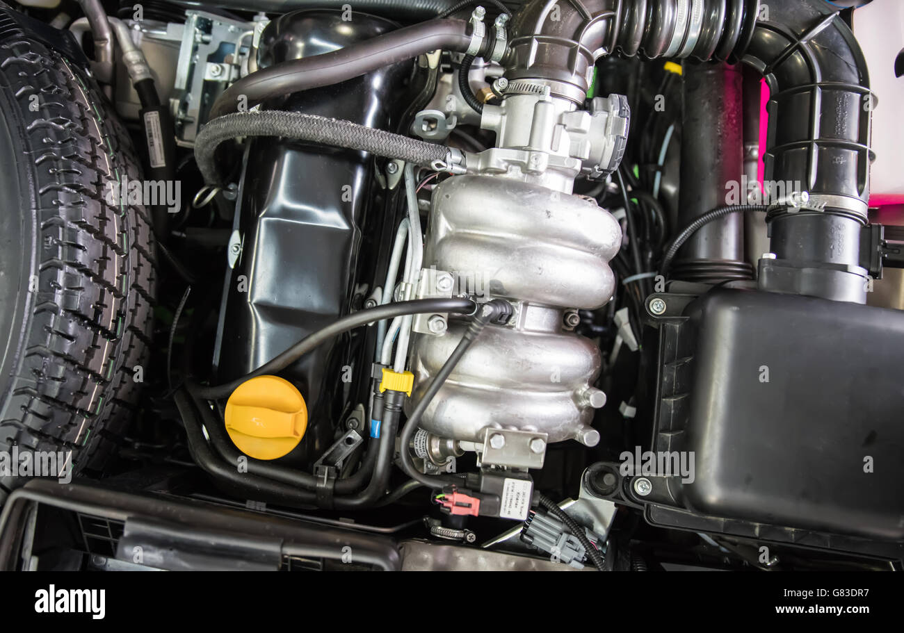 Closeup photo of a clean motor block Stock Photo - Alamy