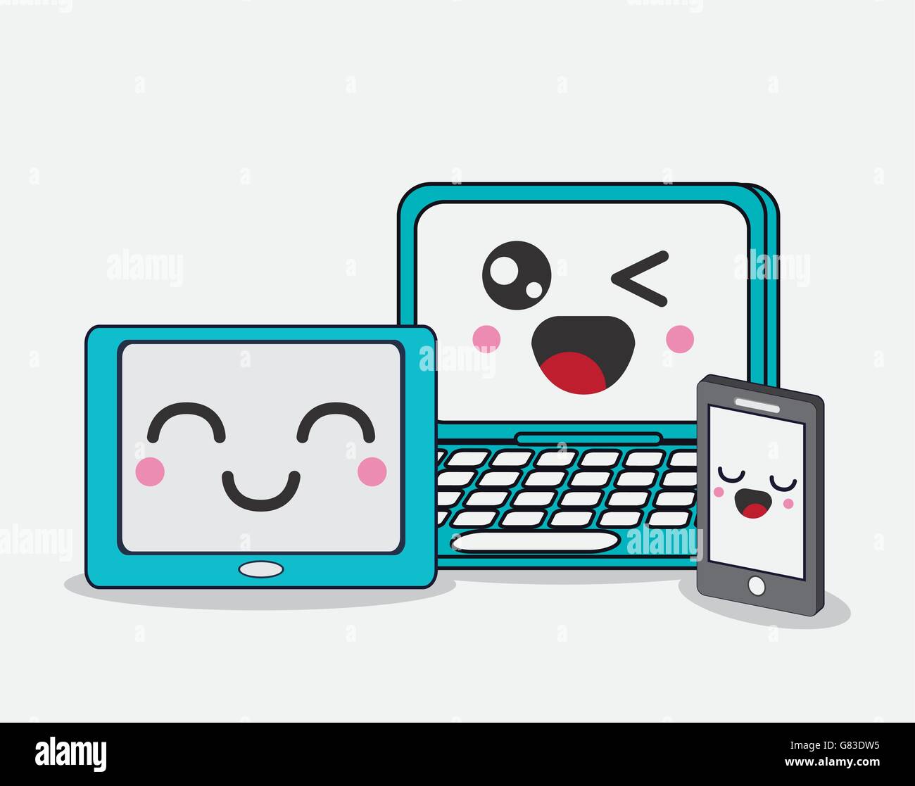 cartoon icon set. Kawaii and technology design. Vector graphic Stock ...